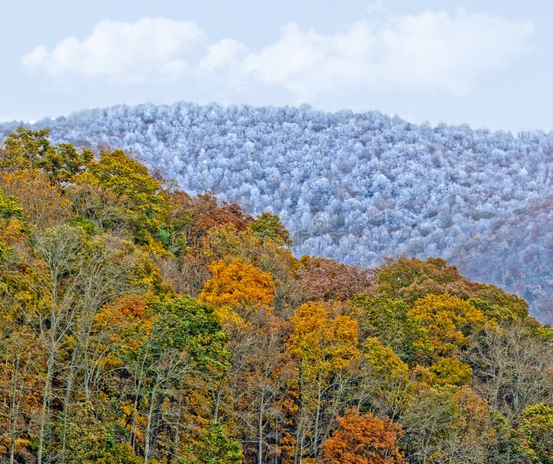 Mountain Landscape with Fall and Winter Colors Stock Photo - Image of ...