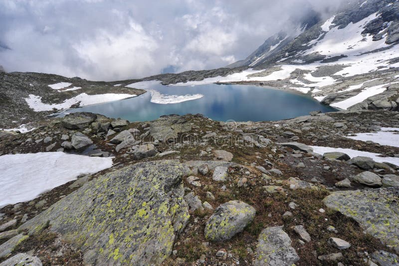 Mountain Landscape with a Far River with Blue Sky Stock Photo - Image ...