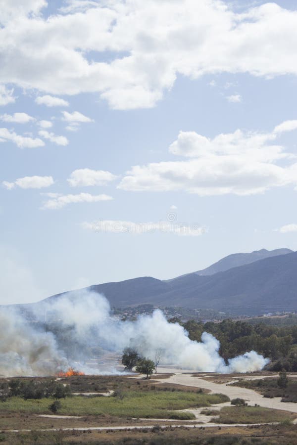 Mountain Landscape with Fire Stock Photo - Image of night, yosemite ...