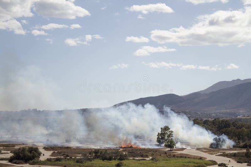 Mountain Landscape with Fire Stock Image - Image of natural, smoke ...