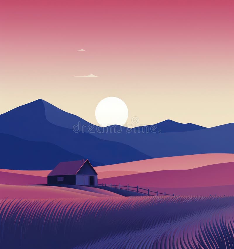Mountain Landscape Flat Illustration Style, Minimalism Stock ...