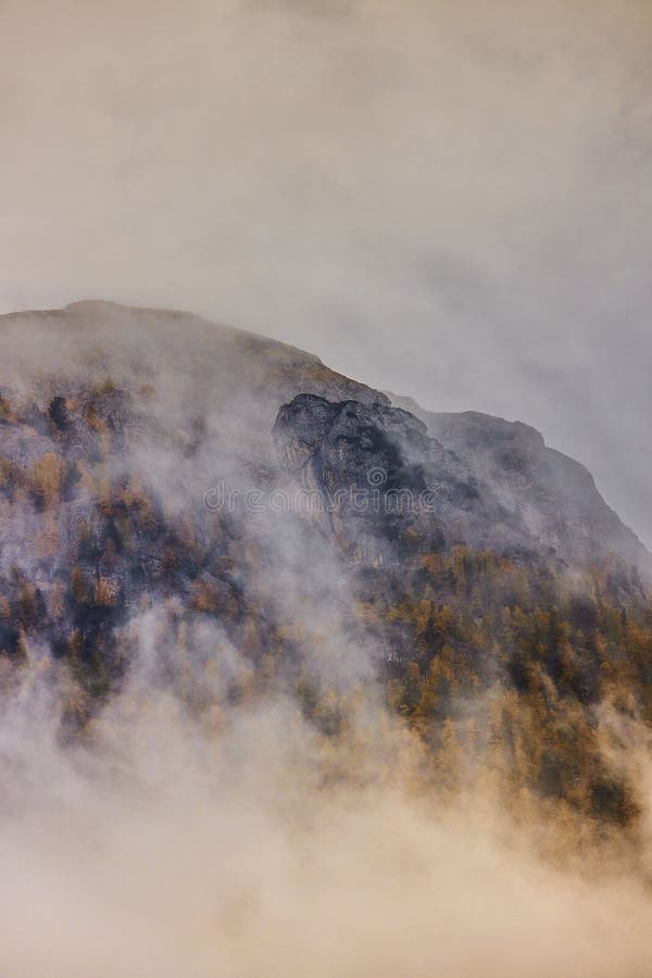 Mountain Landscape with Fog Stock Image - Image of trails, hikes: 257577315