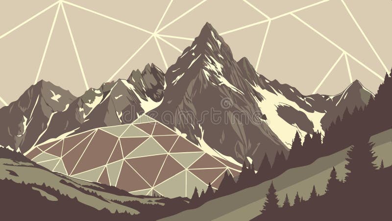 Mountain Landscape Geometric Abstract Pattern Vector Design Generative ...