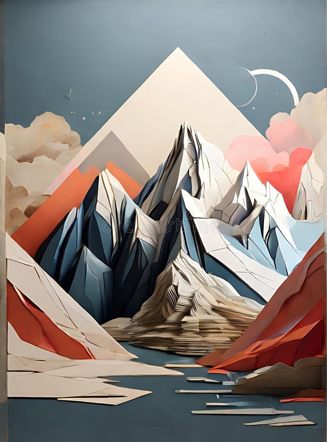 Mountain Landscape in Geometric Shapes - 1 Stock Illustration ...