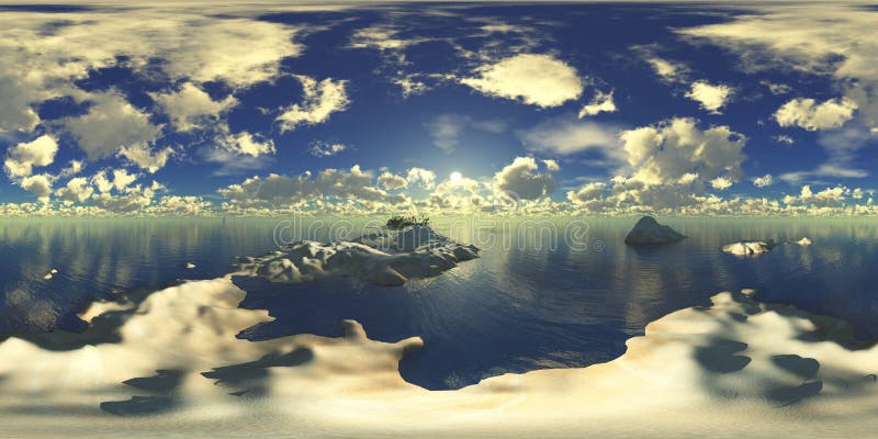 Mountain Landscape, Sunrise in the Mountains, HDRI Stock Illustration ...