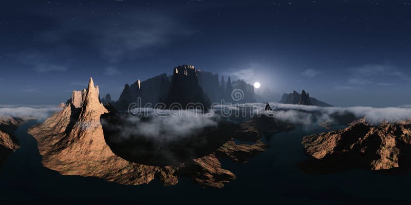 Mountain Landscape, HDRI, Environment Map Stock Illustration ...