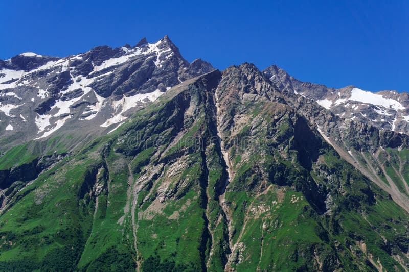 Mountain Landscape, High Peaks with Steep Slopes Stock Photo - Image of ...