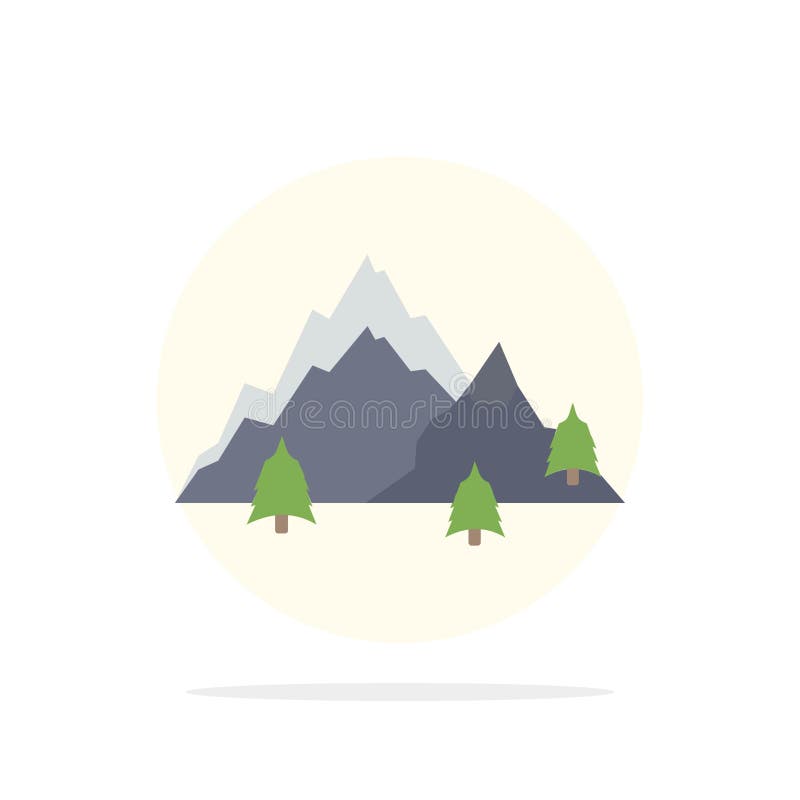 Mountain, Landscape, Hill, Nature, Tree Flat Color Icon Vector Stock ...