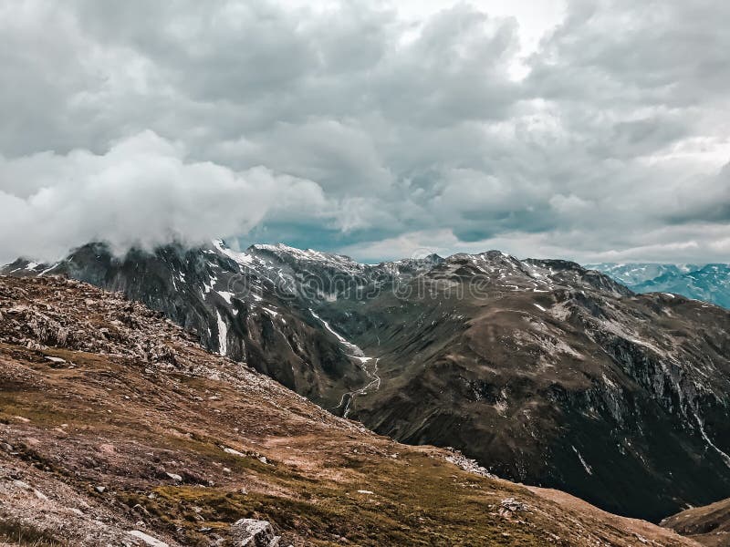 Mountain Landscape, Mountain Hills and Ridges Under Overcast Stock ...