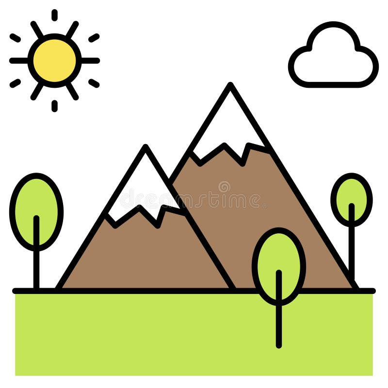 Mountain Landscape Icon, Summer Vacation Related Vector Stock Vector ...