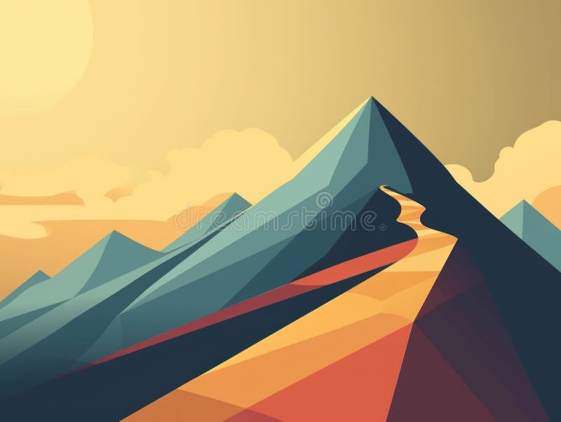 Mountain Landscape. Illustration in Flat Style. Mountain Peaks Stock ...