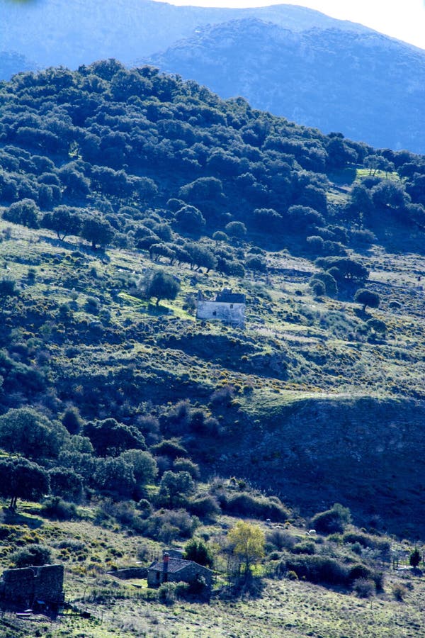 Mountain Landscape with Isolated Houses Stock Image - Image of scenic ...
