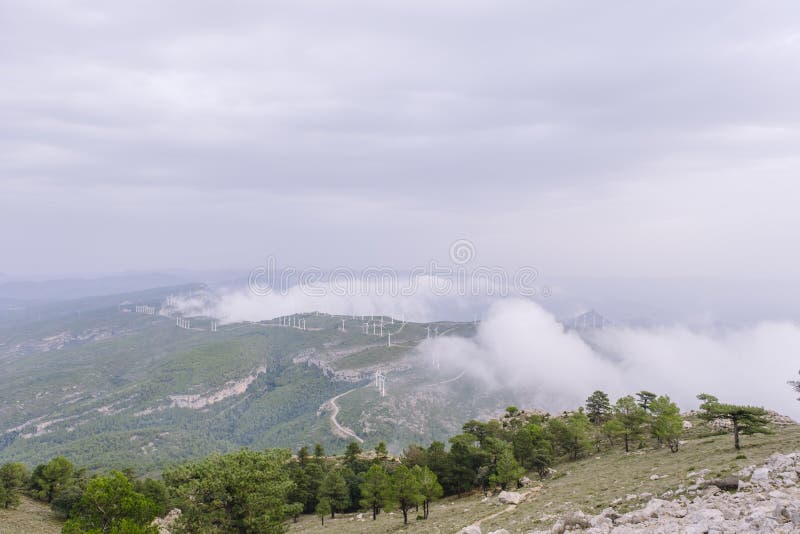 Mountain Landscape with Mist Covering Everything Stock Image - Image of ...