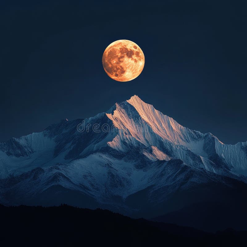 Mountain Landscape with Moon and Stars. Vector Illustration Stock ...