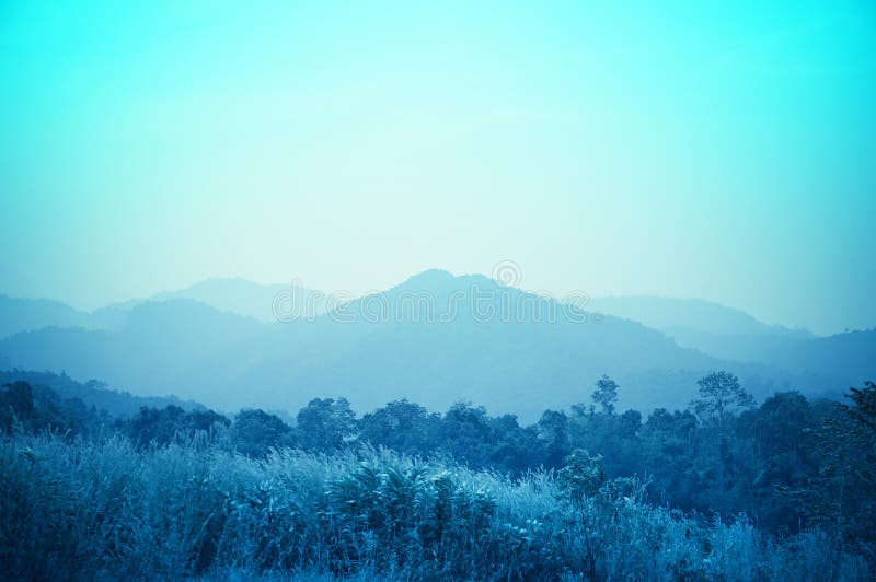 Mountain Landscape Nature Background with Blue Filter Effect Stock ...