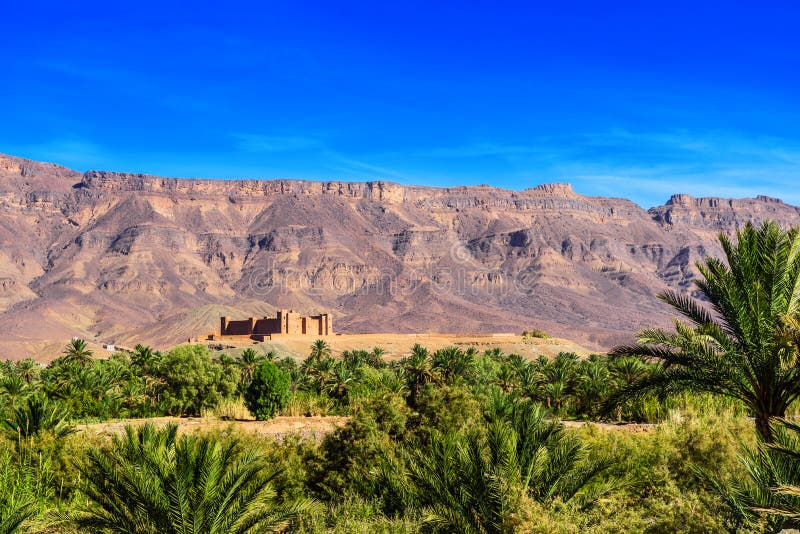 Mountain Landscape, Oasis of the Draa Valley, Morocco. Copy Space for ...