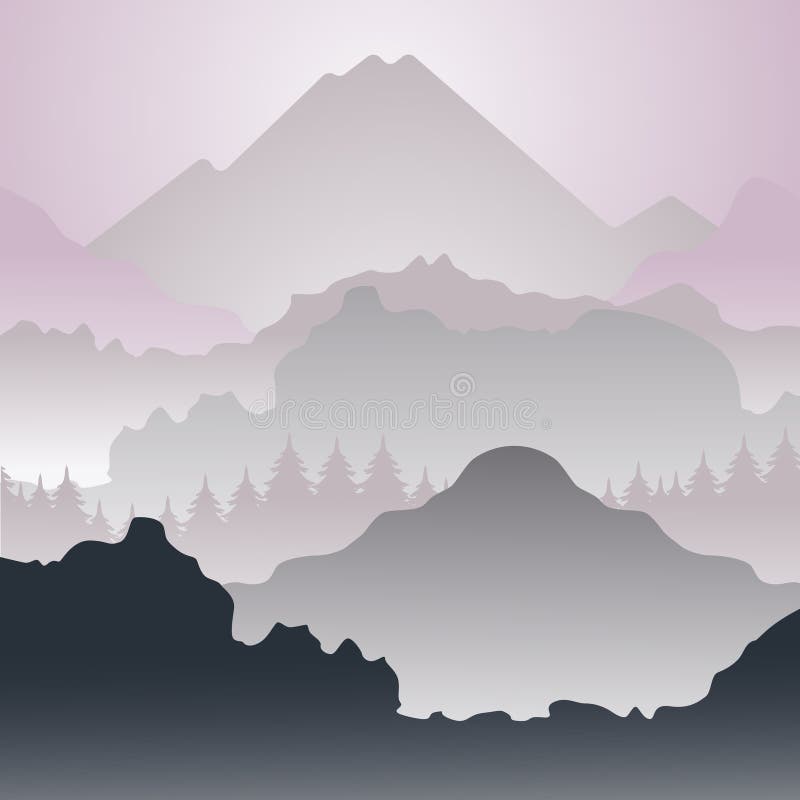 Mountain Landscape. Panoramic Vector Illustration of Mountain Ranges ...