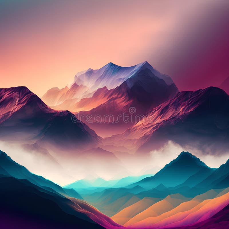 Mountains in the Sunset. Landscape of the Mountains. Vector ...