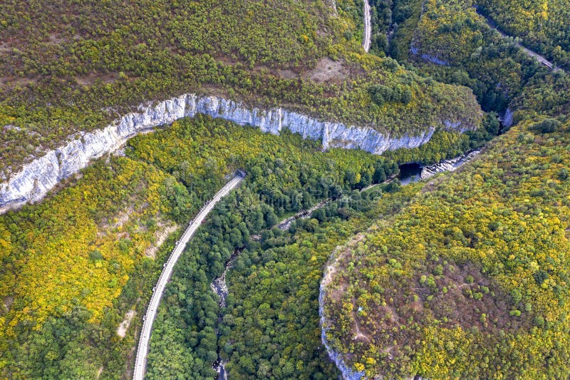 Picturesque Mountain View of the Gorge with Large Vertical Cliffs Stock ...