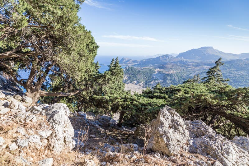 Mountain Landscape in Rhodes in Greece Stock Image - Image of rhodes ...