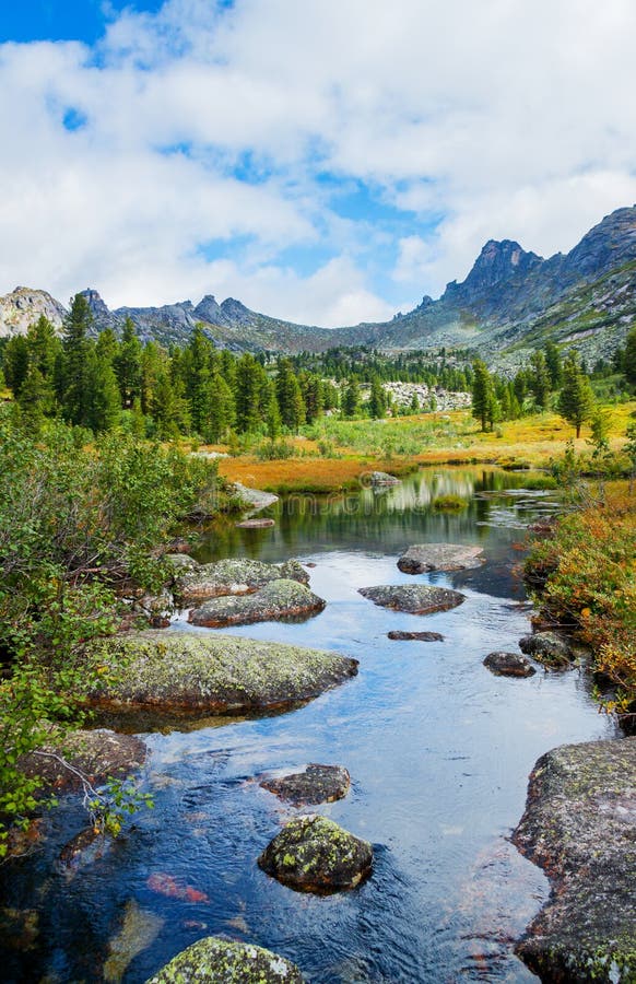 Mountain Landscape with River Stock Photo - Image of holiday, idyllic ...