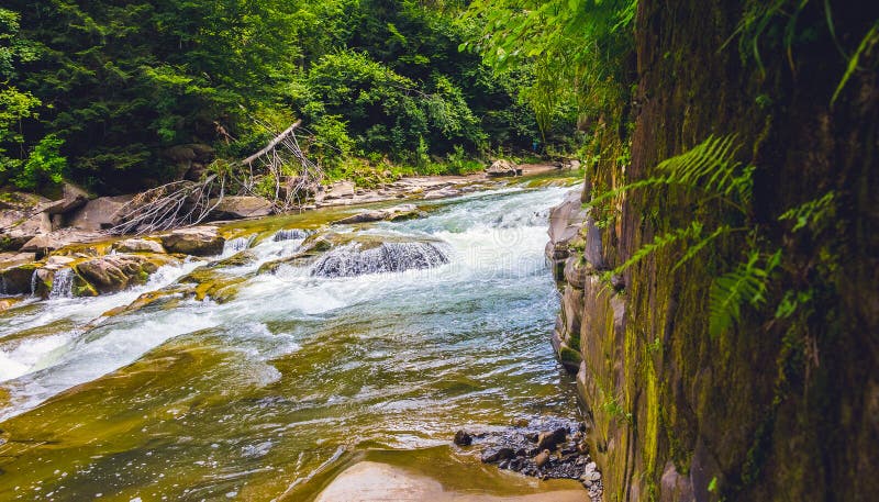 Mountain Landscape with River and High Cliff on the Shore_ Stock Photo ...