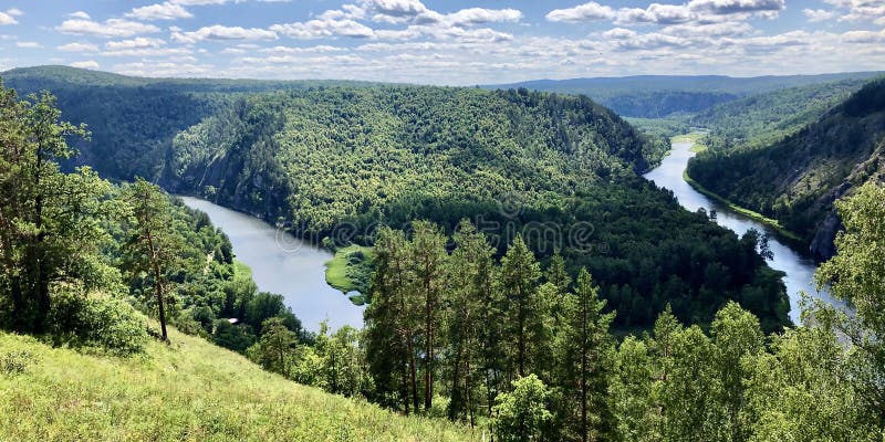 Panoramic View Mountain Landscape, Mountain River and Mountain Range ...