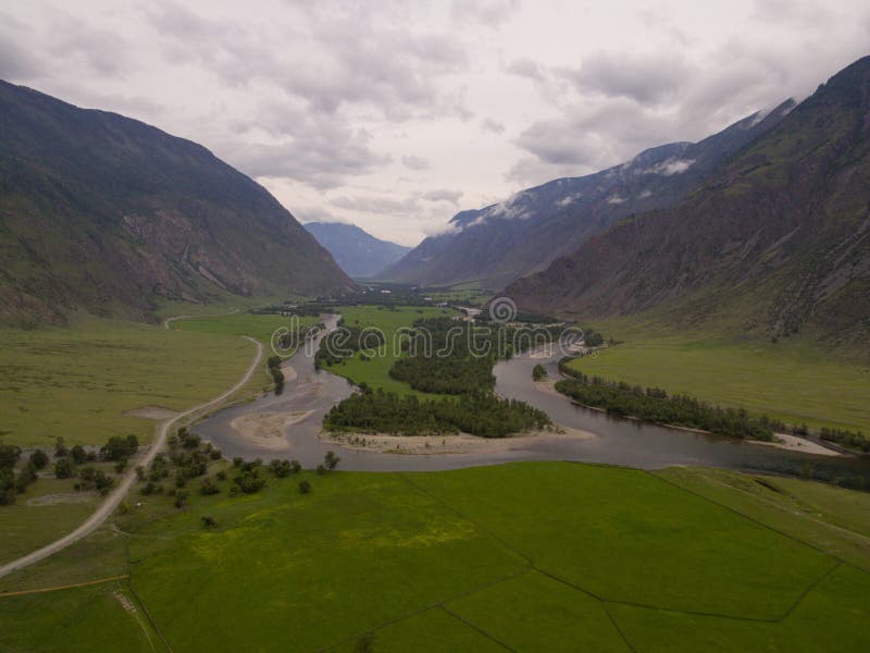 Mountain Landscape. Mountain River between Sheer Cliffs. Altay, Russia ...