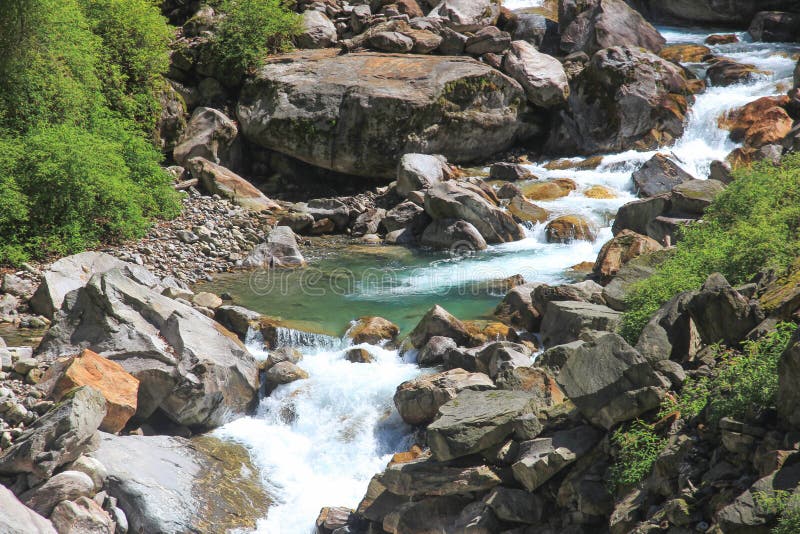 Mountain Landscape, Mountain River, Stream in Summer Stock Image ...
