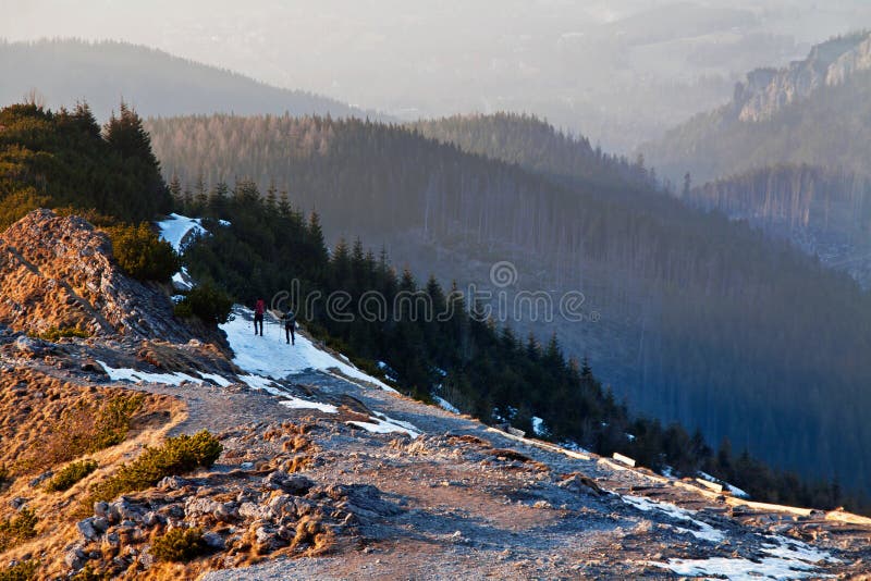 Mountain Landscape with Rock Path Stock Photo - Image of trees, snow ...
