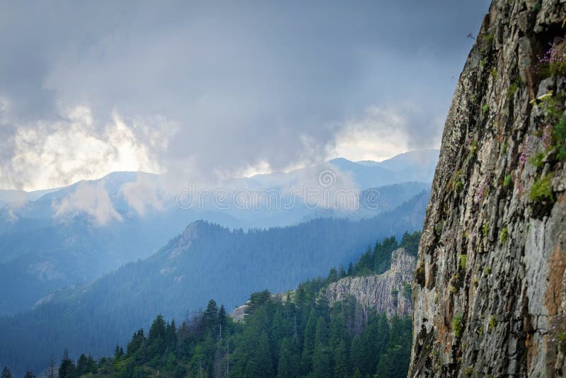Mountain Landscape. Rocks in the Misty Clouds 3 Stock Photo - Image of ...