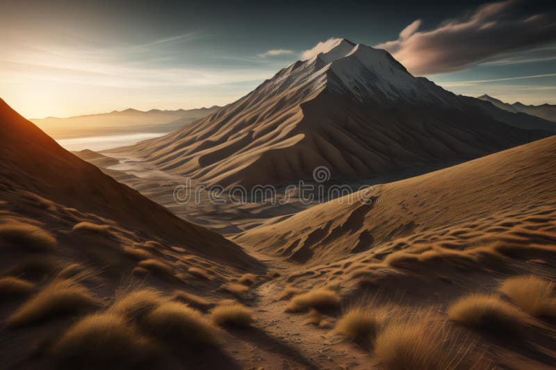 Mountain Landscape with Sand Dunes. Generative Ai Stock Illustration ...