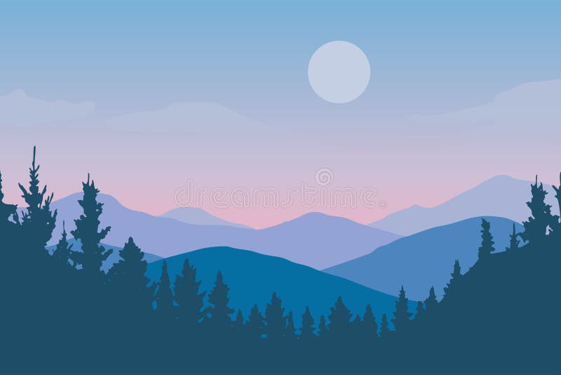 Mountain Landscape Silhouette Vector Design Stock Vector - Illustration ...