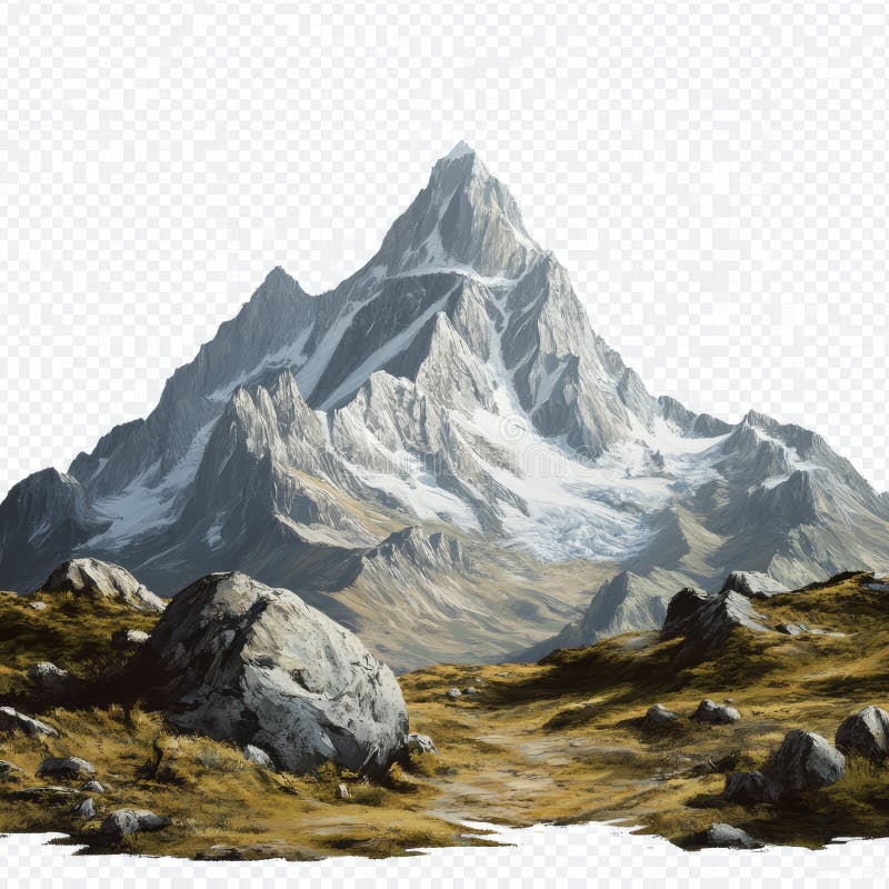 Mountain Landscape with Snow-capped Peaks. Vector Illustration Stock ...