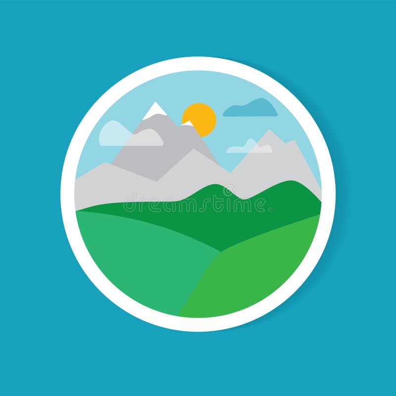 Mountain landscape sticker stock vector. Illustration of lake - 171682120