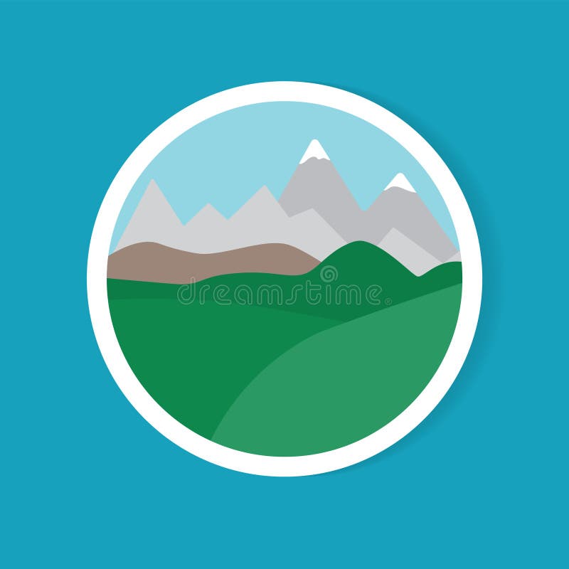 Mountain landscape sticker stock vector. Illustration of graphic ...