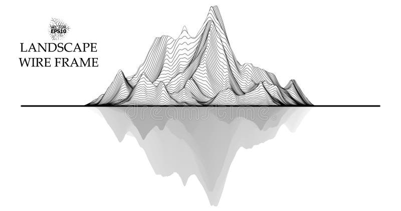 Mountain Landscape in the Style of Wire-frame. the Cosmic Landscape of ...