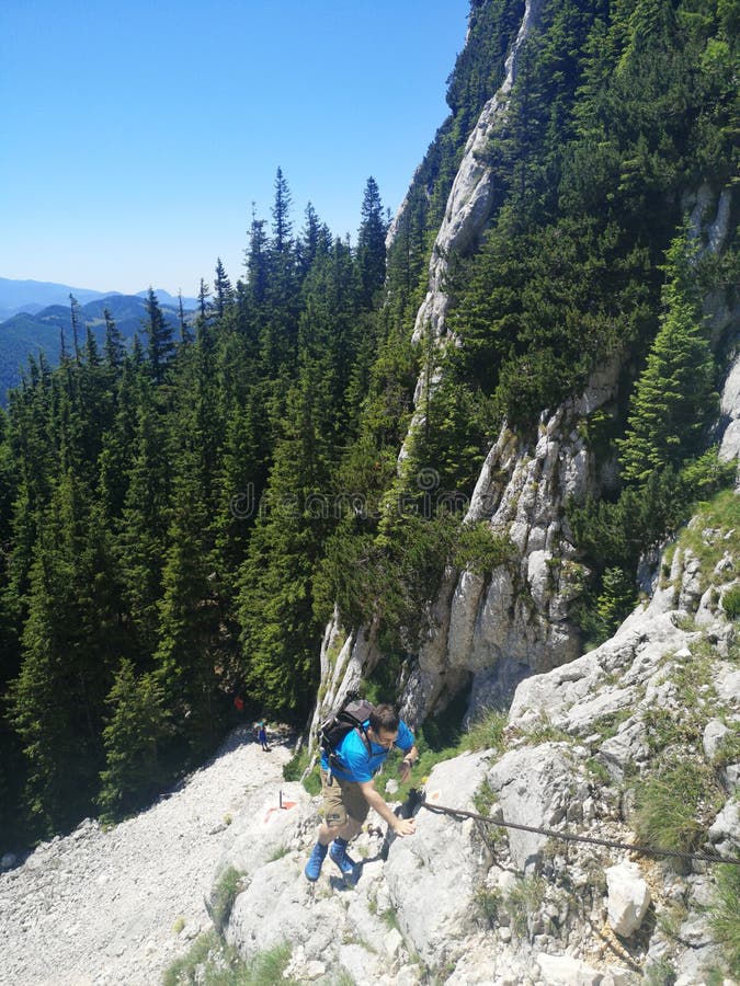 Hiker on the Trail in the Mountains Stock Image - Image of alpinism ...
