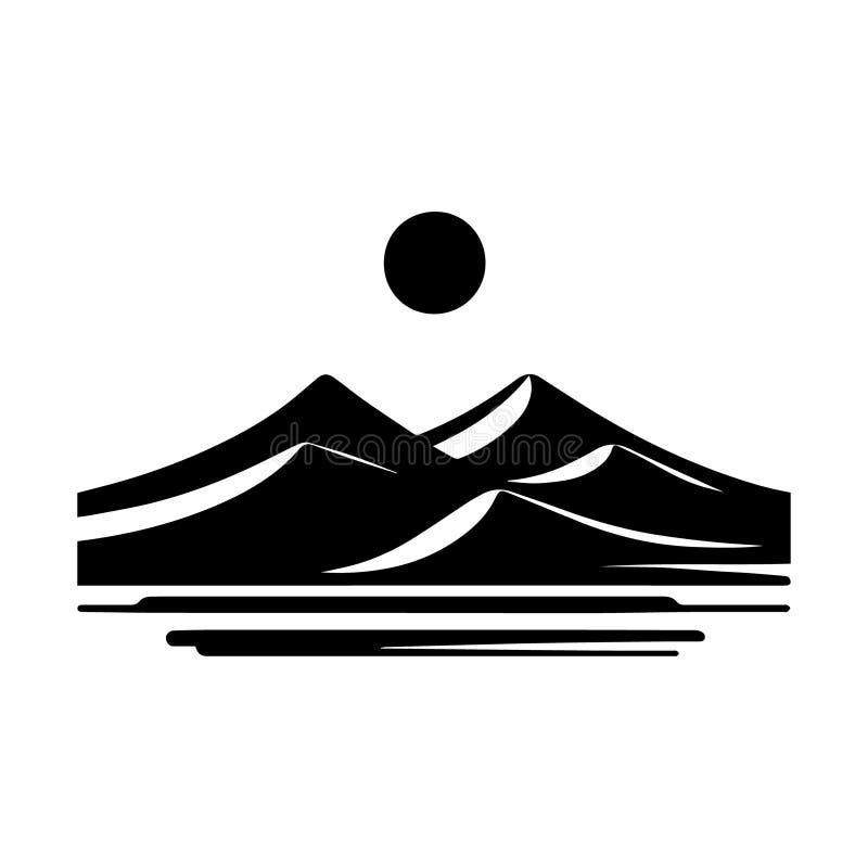 Mountain Landscape with Sun and Reflection Vector Illustration: Nature ...