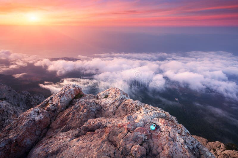 Mountain Landscape at Sunset. Amazing View from Mountain Peak. E Stock ...