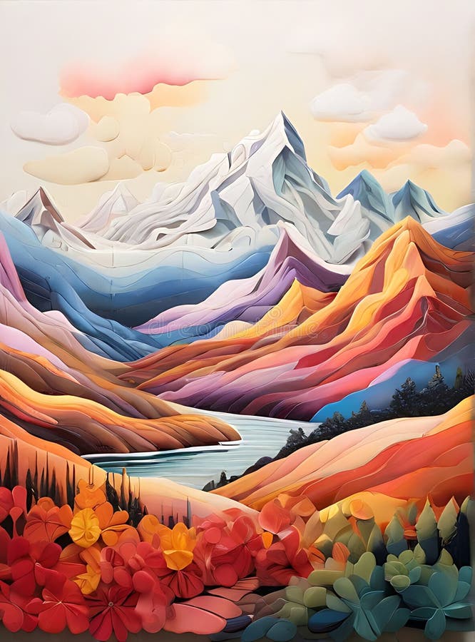 Mountain Landscape Using Small Coloured Dots - 1 Stock Illustration - Illustration of afternoon ...