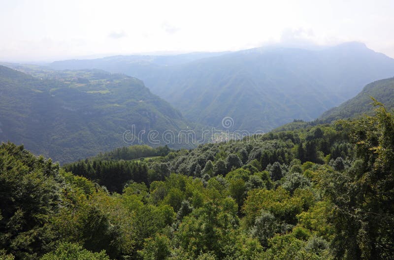 Mountain Landscape with Valleys and Lush Forests in Summer without ...
