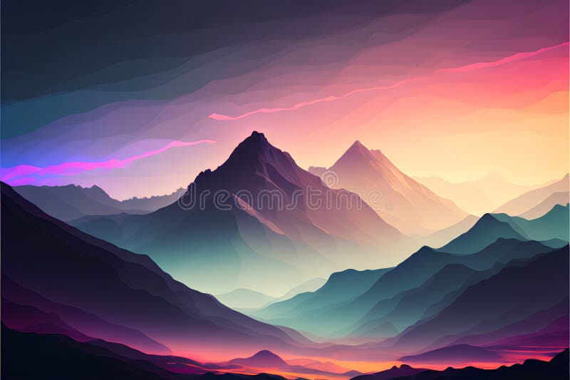 Sunset Mountains Clip Art Stock Illustrations – 642 Sunset Mountains ...