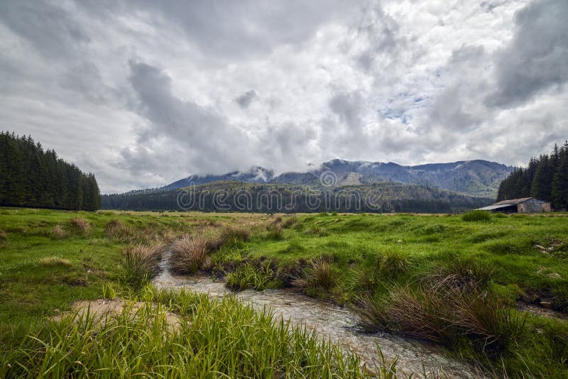 Mountain Landscape with Vegetation on a Cloudy Day Stock Photo - Image ...
