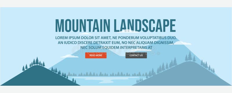 Mountain Landscape Web Banner Template Stock Vector - Illustration of ...