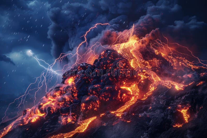 Mountain Lava Eruption stock image. Image of disaster - 375273071