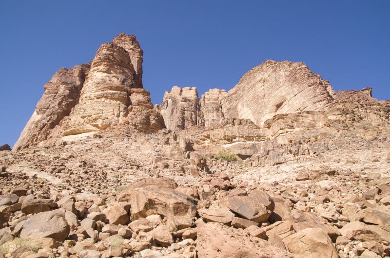 Mountain of Lawrence Spring in Wadi Rum Desert , Jordan Stock Image ...
