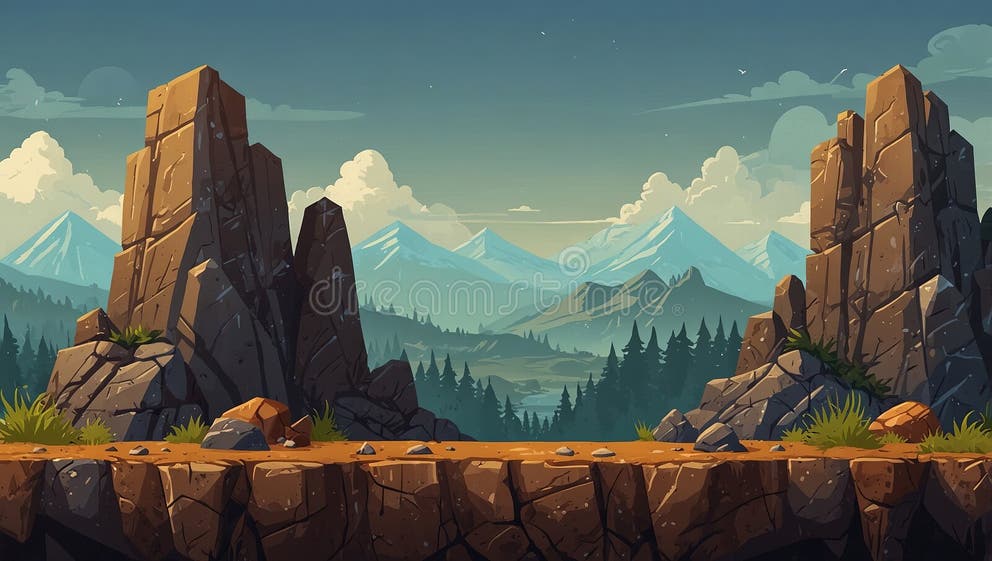 Mountain Level Background Asset, Rocky Terrain and Cliffs, Platformer ...