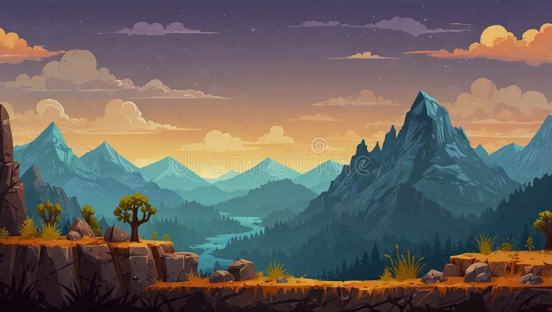 Mountain Level Background Asset, Rocky Terrain and Cliffs, Platformer ...