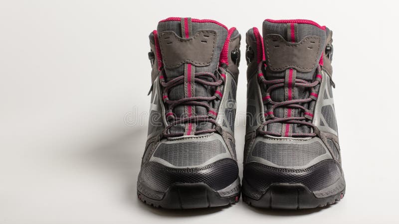 Mountain Light Gray Boots on a White Background Stock Image - Image of ...